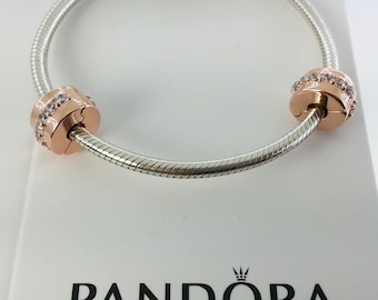 New Pandora Rose Gold Plated Pink Peach Blossom Flower Clip Charm ...