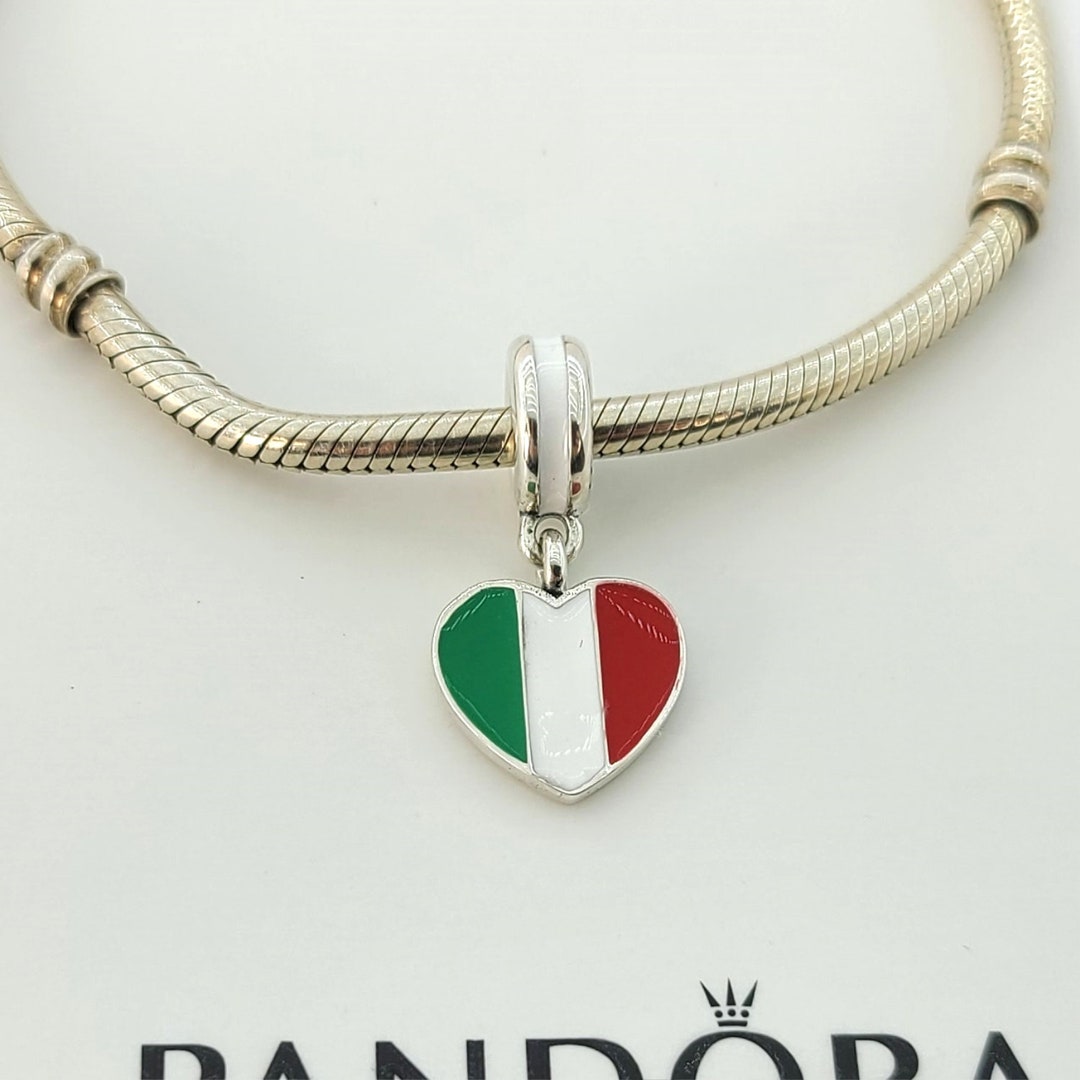 New Sterling Silver Italy Heart Flag Charm for Pandora Bracelet ...