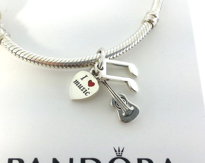 New Sterling Silver Electric Guitar Dangle Charm for Pandora Bracelet ...