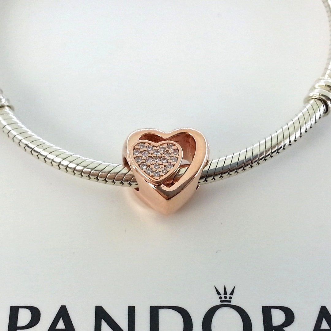 Pandora Rose Gold Plated Joined Together Heart Charm 781806CZ W/box - Etsy