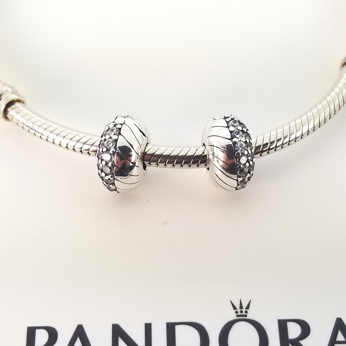 New Pandora Sterling Silver Pave Snake Chain Pattern Clip | Etsy