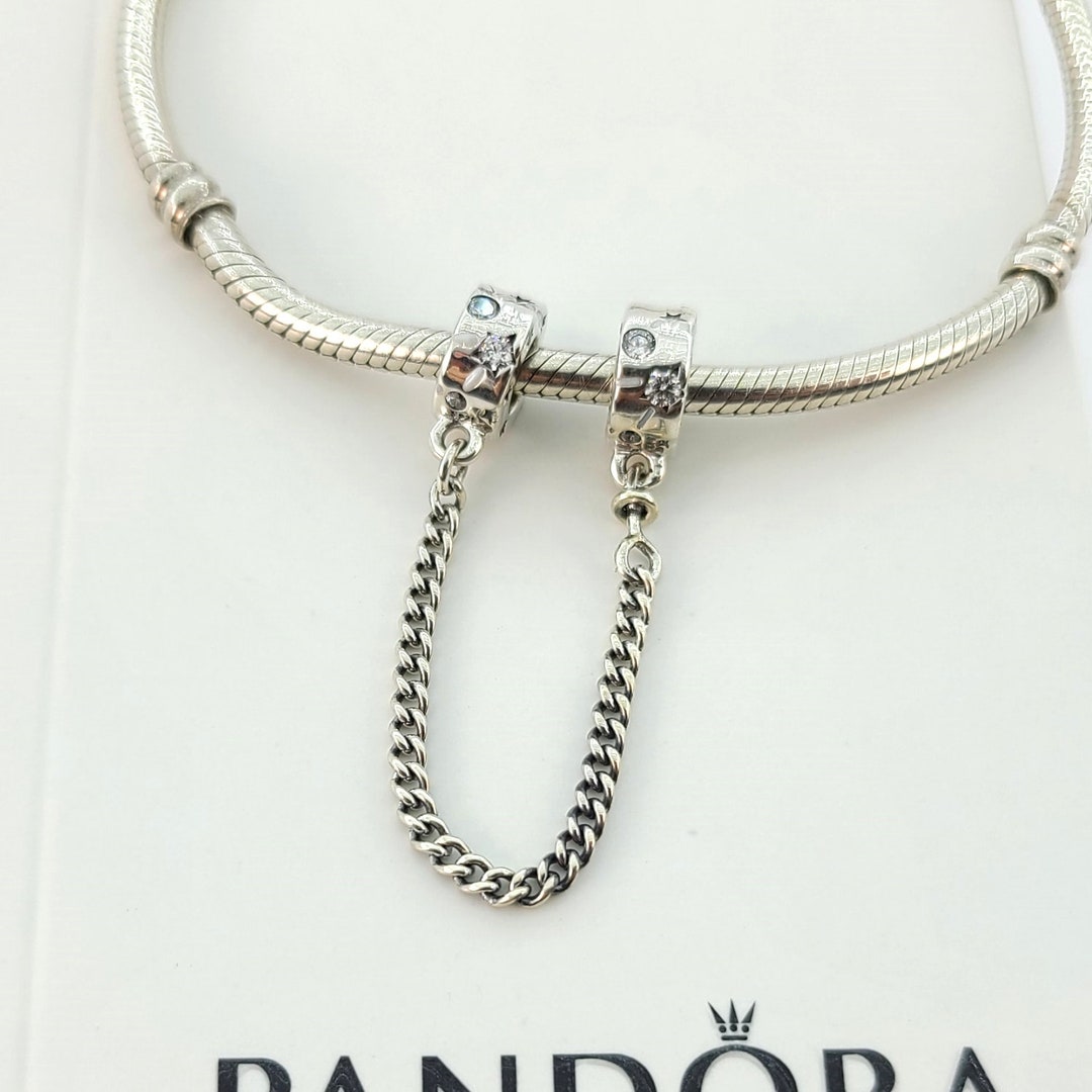 New Sterling Silver Stars & Galaxy Safety Chain Charm for Pandora ...