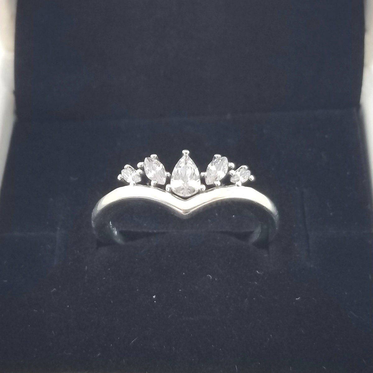 New Pandora Sterling Silver Sparkling Pear & Marquise Wishbone - Etsy UK