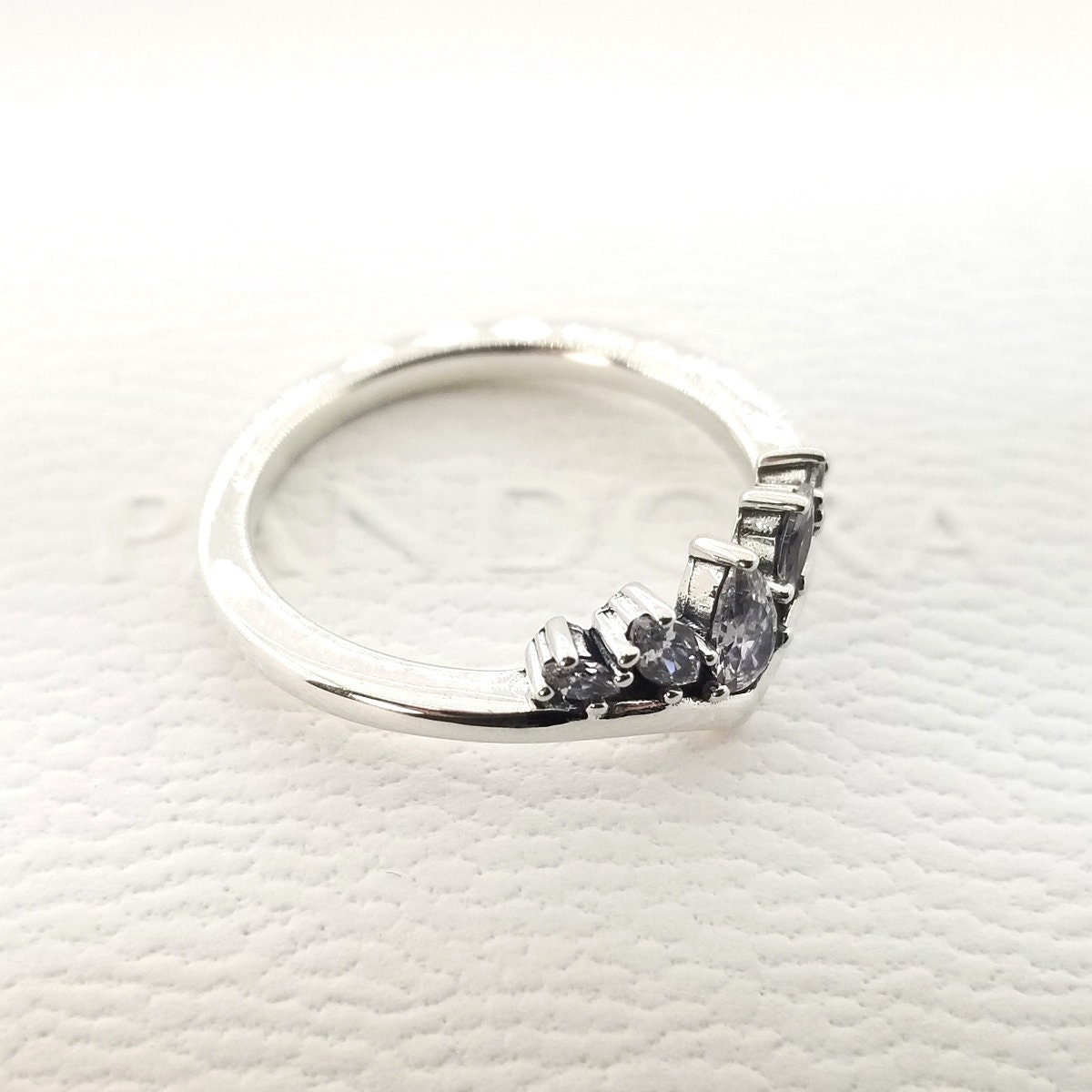 New Pandora Sterling Silver Sparkling Pear & Marquise Wishbone - Etsy UK