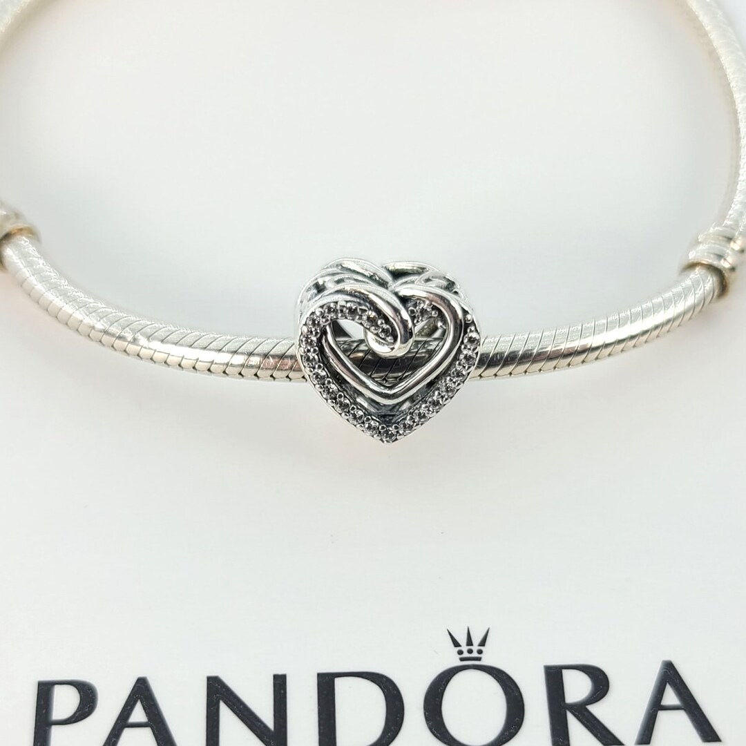 New Sterling Silver Sparkling Entwined Hearts Charm for Pandora ...