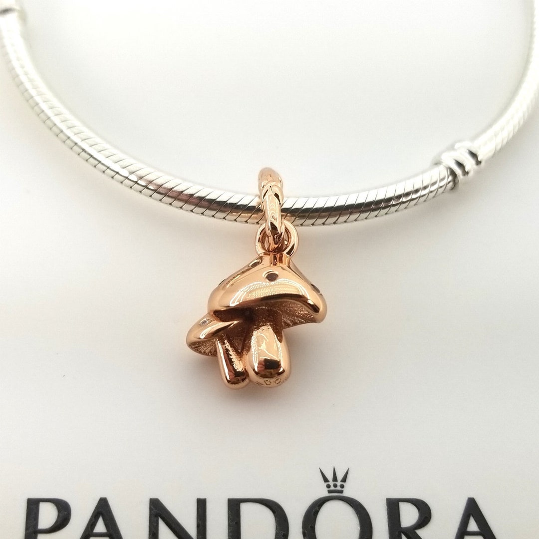 New Rose Gold Plated Sparkling Mushrooms Dangle Charm for Pandora ...