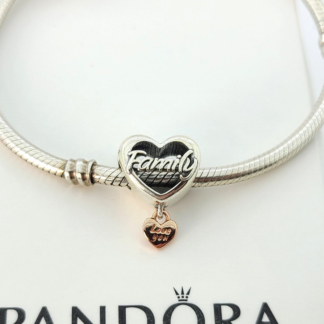 New Rose Gold Plated Love You Family Heart Bedel Charm for Pandora ...