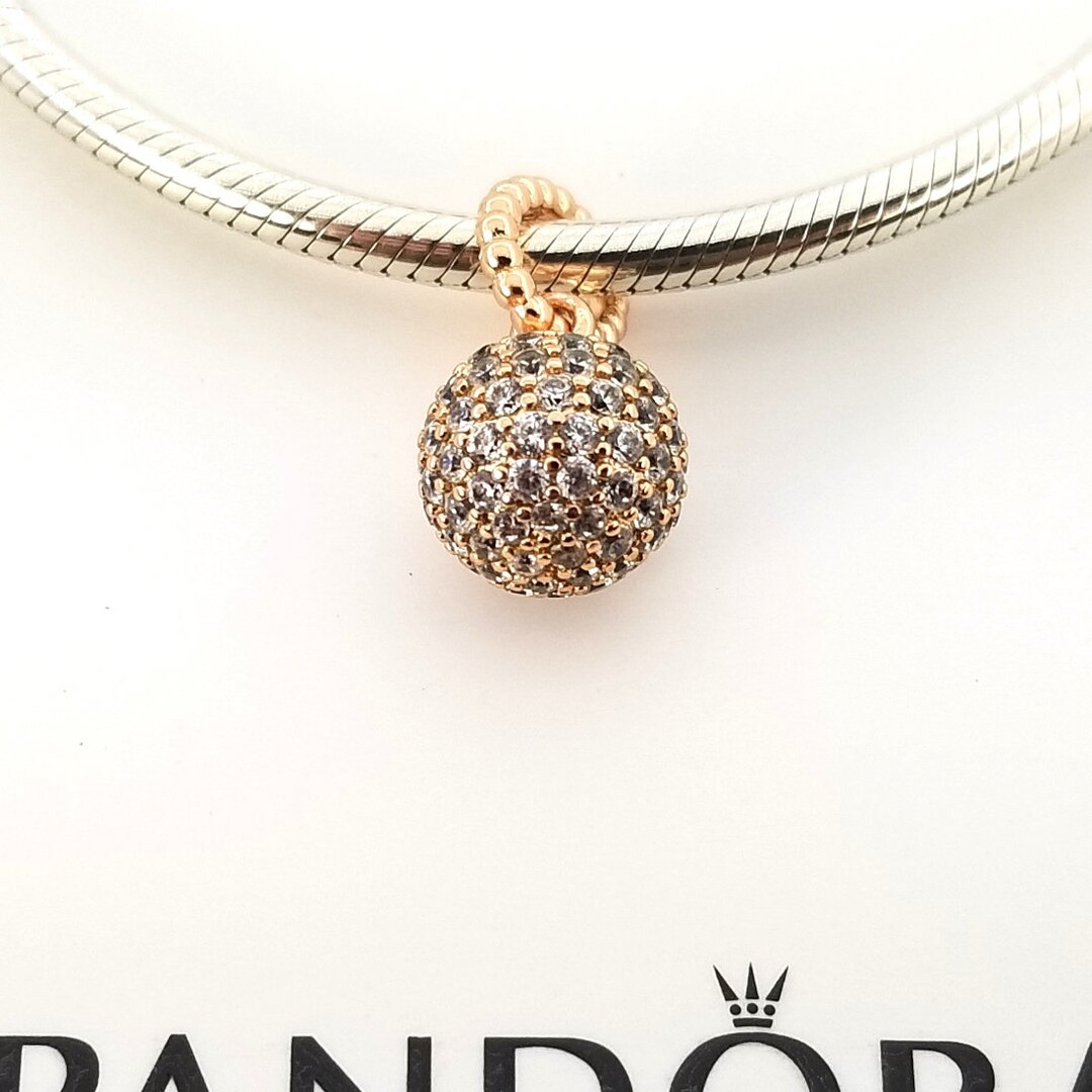 New Rose Gold Pave Ball Pendant Charm for Pandora Bracelet 388686C01 W ...