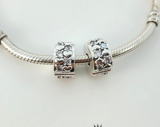 New Sterling Silver Infinite Hearts Sparkling Clip Charm for Pandora ...