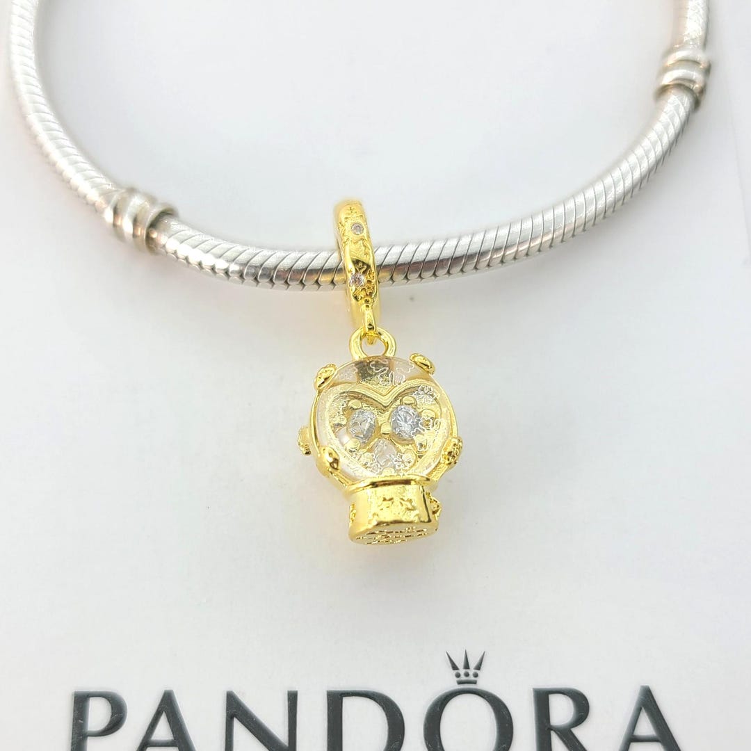 Pandora Heart Snowflake Snow Globe Dangle 14K Gold Plated Charm ...