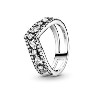 Sterling Silver New Pandora Sparkling Marquise Double Wishbone Ring ...