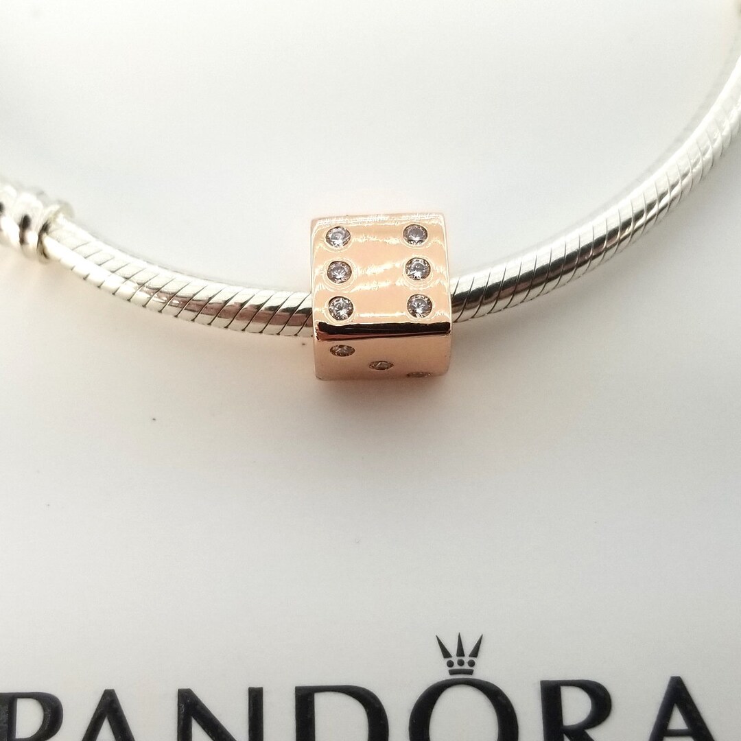 New Rose Gold Dazzling Dice Charm for Pandora Bracelet # 781269C01 W ...