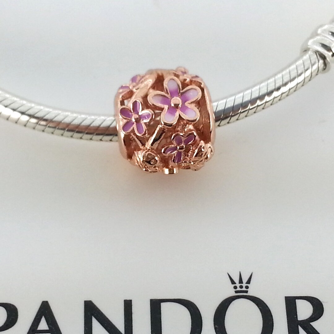 New Rose Gold Openwork Pink Daisy Flower Charm for Pandora Bracelet ...