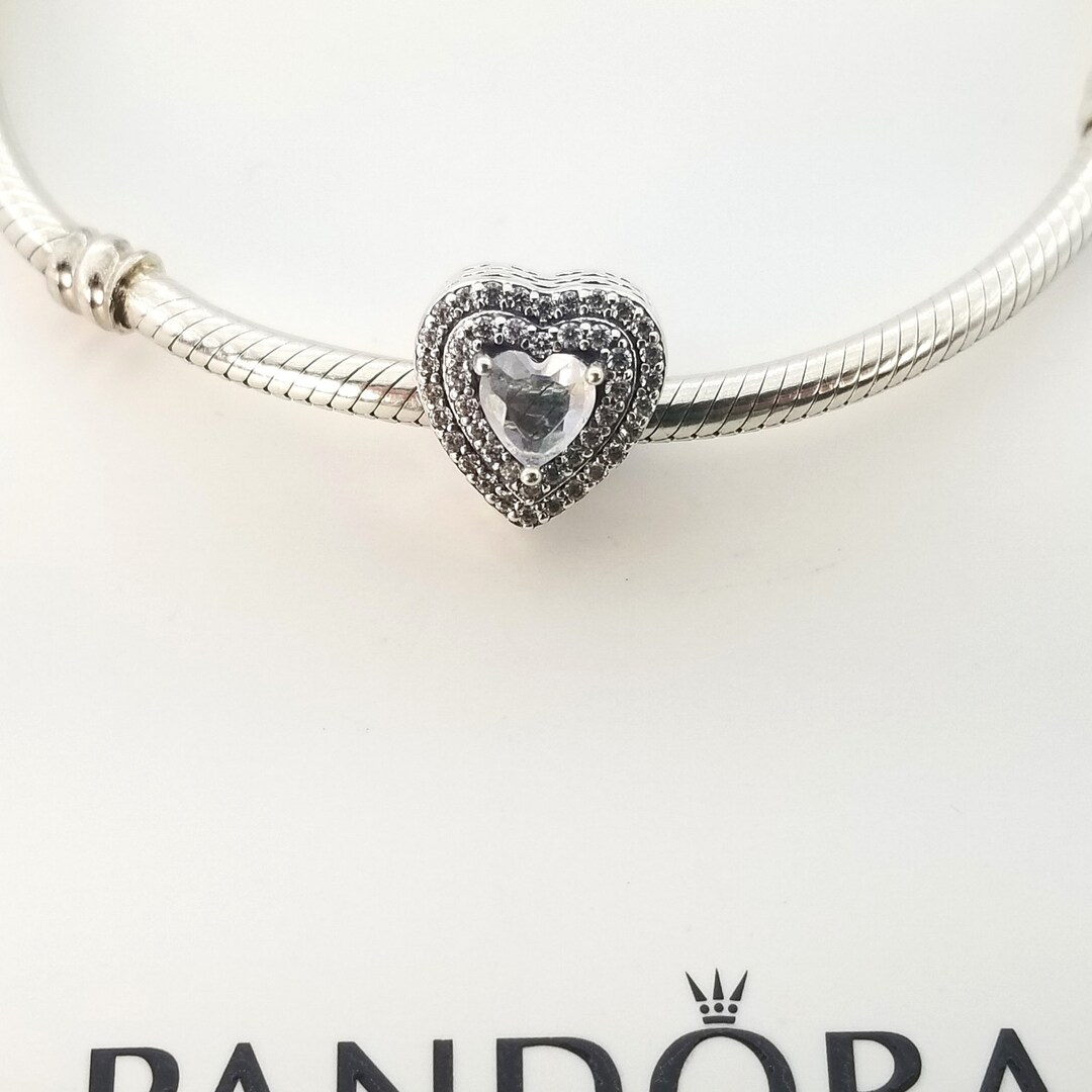 Pandora Charm Silver Sparkling Leveled Hearts Charm 799218C01 W/box - Etsy