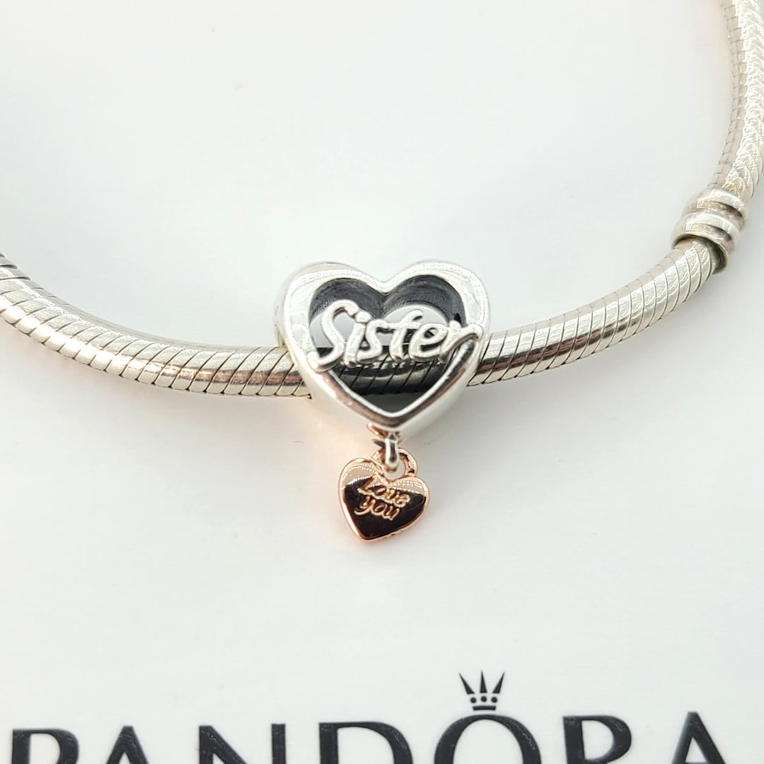 New Rose Gold Plated Love You Sister Heart Bedel Charm for Pandora ...