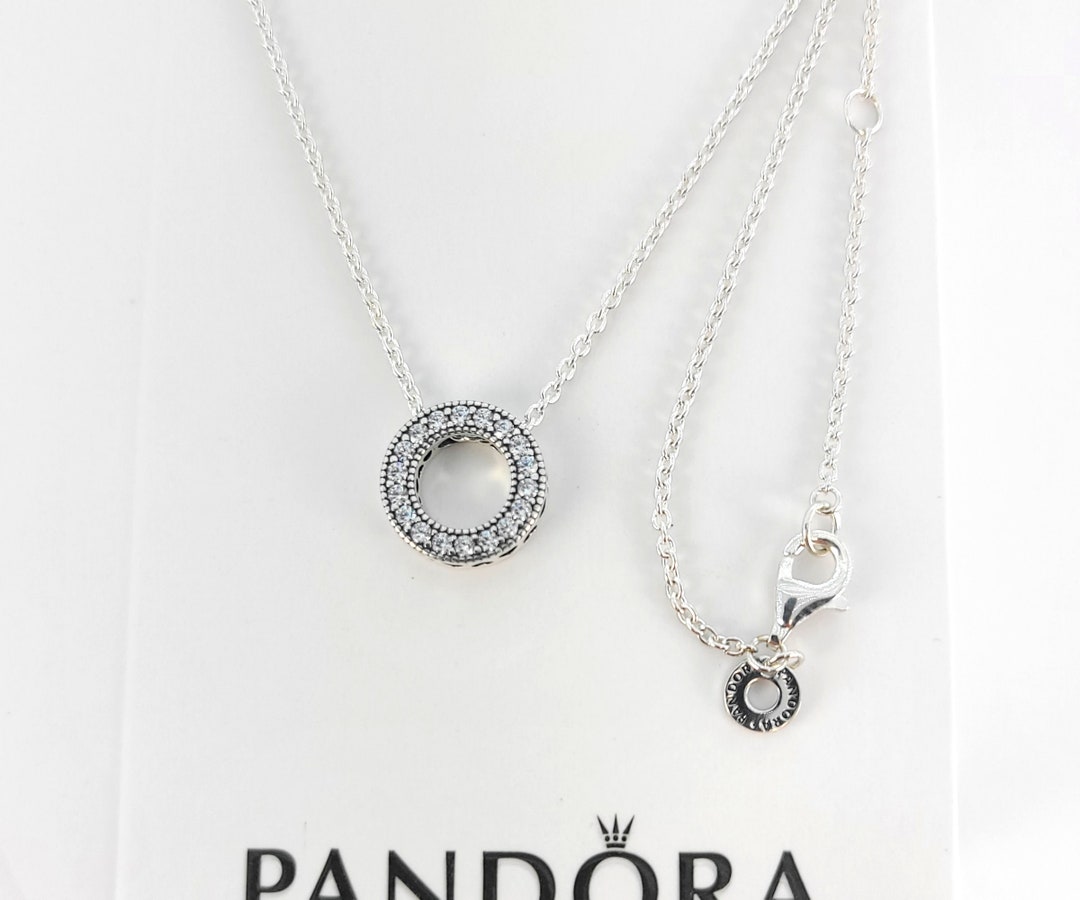 Pandora Circle Of Sparkle Silber Halskette 590514CZ 45 cm 17.8 Inch w ...