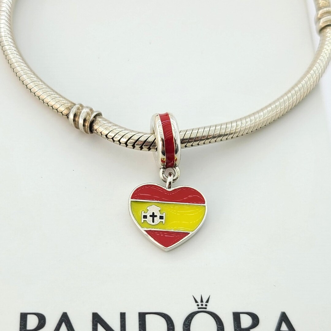 New Sterling Silver Spain Heart Flag Charm for Pandora Bracelet ...