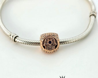 New Rose Gold Plated Pink Daisy Spacer Clip Charm for Pandora Bracelet ...