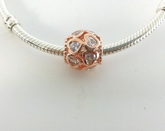 New Rose Gold Plated Pink Daisy Spacer Clip Charm for Pandora Bracelet ...