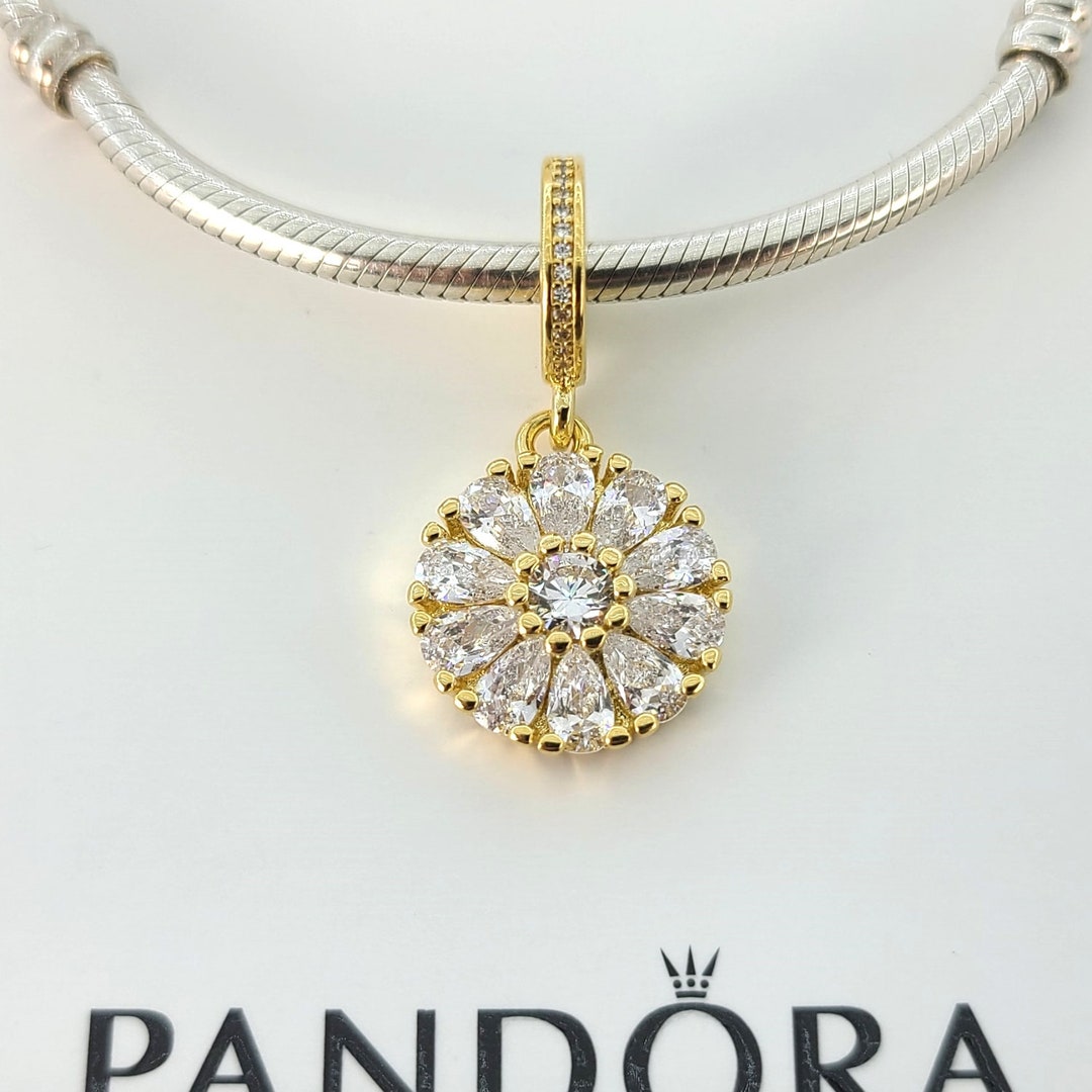 Pandora Embellished Floral 14K Yellow Gold Plated Charms # 751002CZ W ...