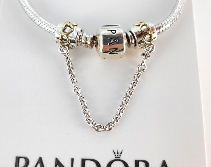 Pandora Safety Chain 14K Gold Plated Two Tone Heart Safety Chain 790307 ...