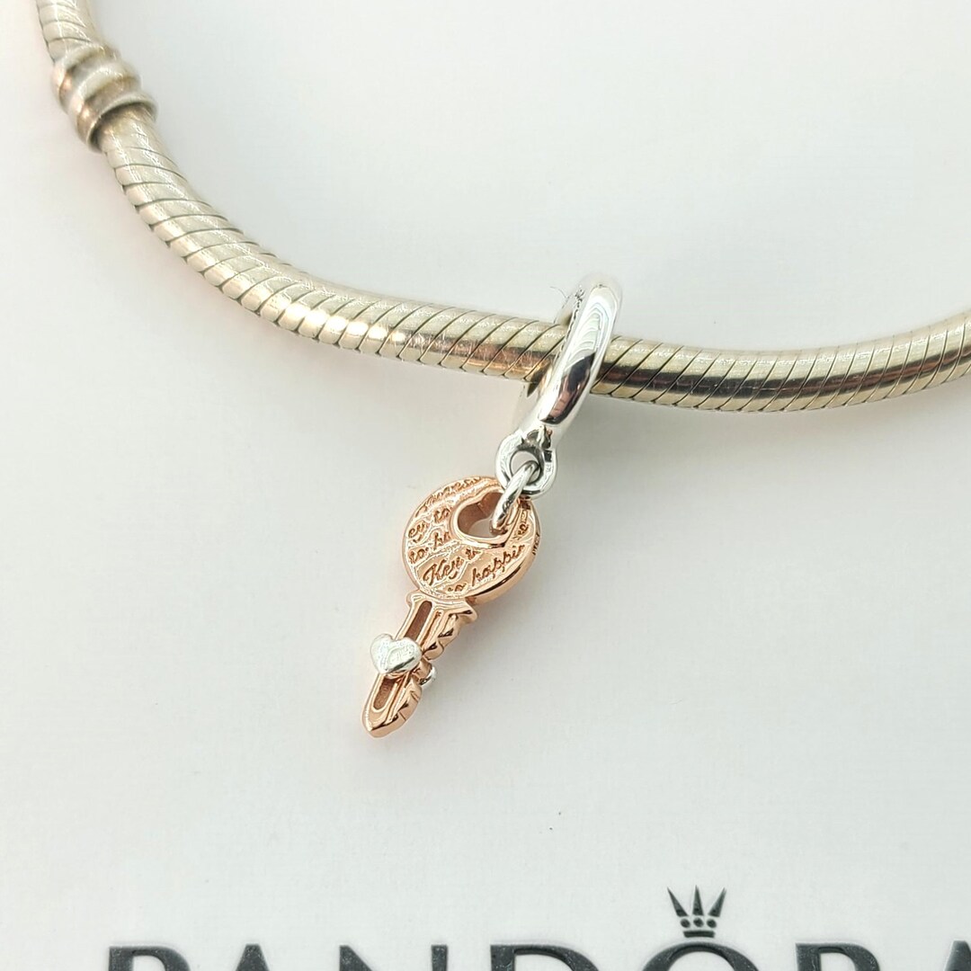 Pandora Rose Charm Two-tone Key & Sliding Heart Dangle Charm 782510C00 ...