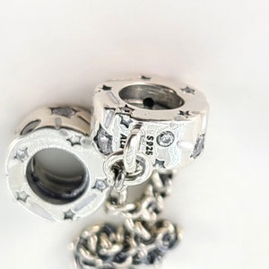 New Sterling Silver Stars & Galaxy Safety Chain Charm for Pandora ...