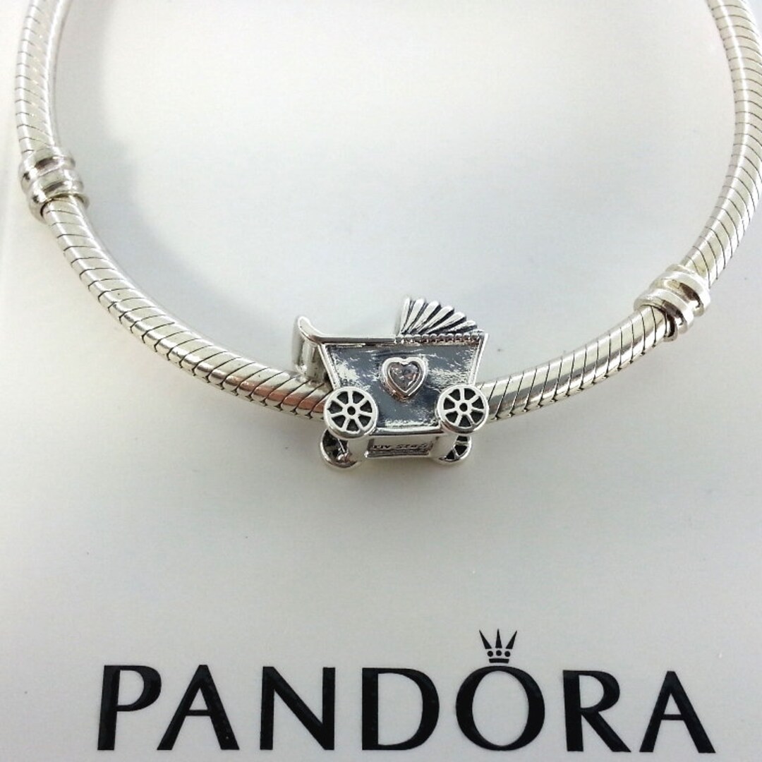 New Sterling Silver Baby Pram Charm for Pandora Bracelet 792102CZ W/box ...
