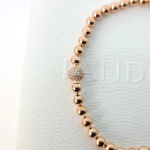 New Pandora Rose Gold Beads & Pavé Bracelet 588342CZ W / Box US 6.5 , 7 ...