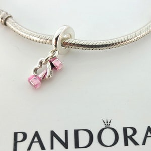 New Sterling Silver Dumbbell & Heart Dangle Charm for Pandora Bracelet ...