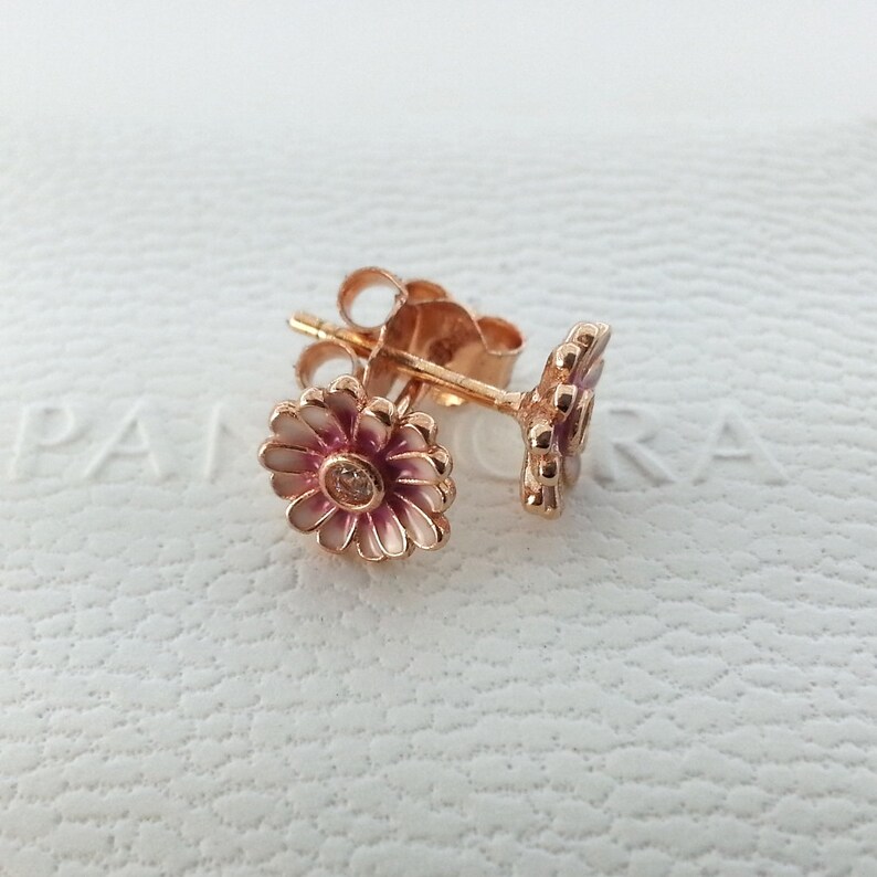 New Pandora Rose Gold Plated Pink Daisy Flower Stud Earrings - Etsy