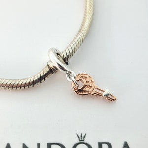 Pandora Rose Charm Two-tone Key & Sliding Heart Dangle Charm 782510C00 ...