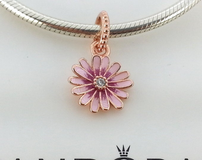 New Pandora Rose™ Gold Pink Daisy Flower Dangle Pendant Charm 788771C01 ...