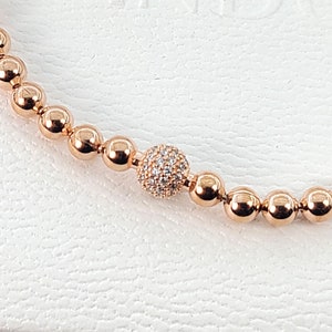 New Pandora Rose Gold Beads & Pavé Bracelet 588342CZ W / Box US 6.5 , 7 ...