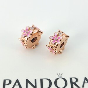 New Rose Gold Plated Pink Daisy Spacer Clip Charm for Pandora Bracelet ...