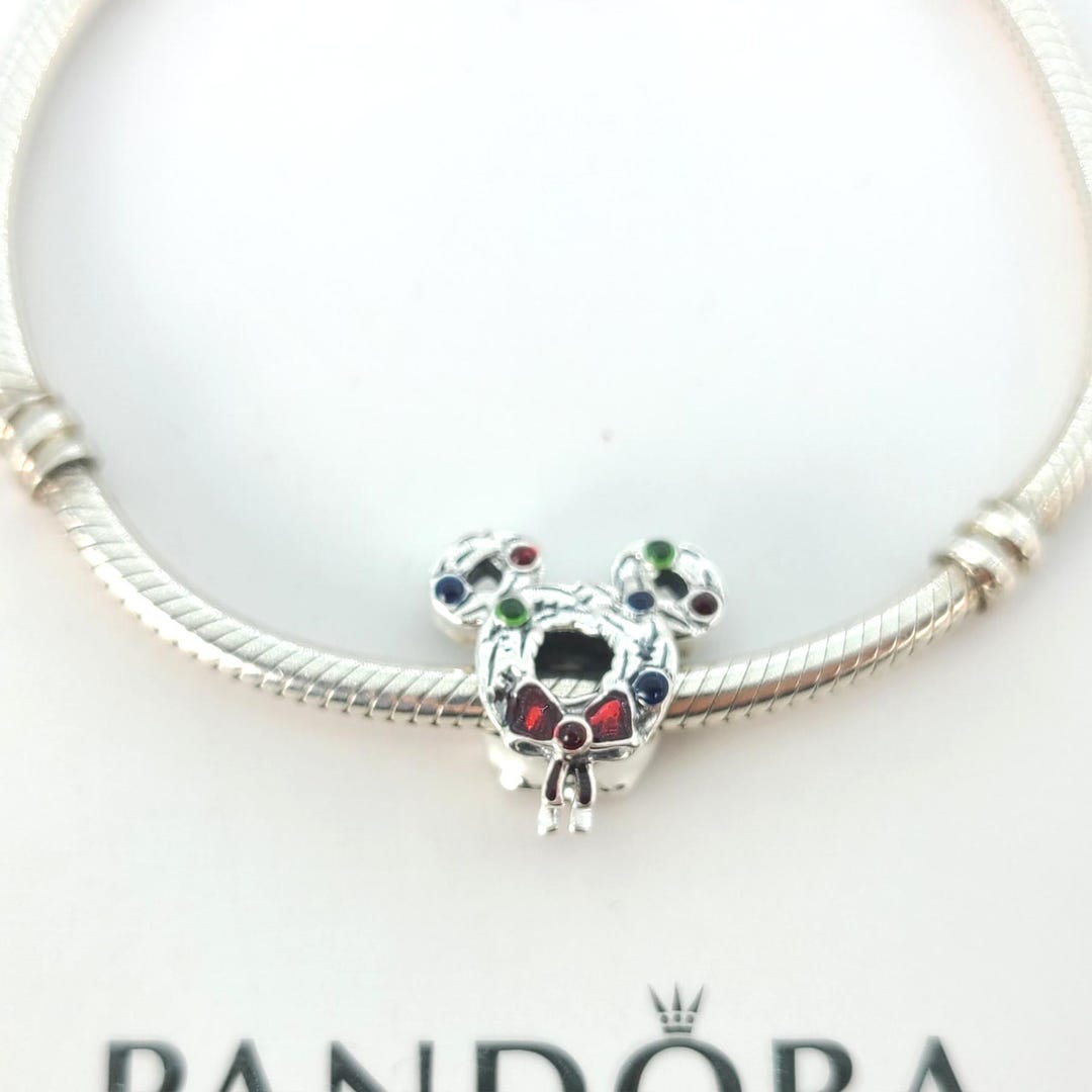 Pandora Disney Mickey Mouse Christmas Wreath Charm 793531C01 W/box - Etsy