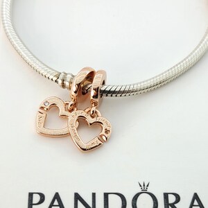 New Rose Gold Plated Linked Sister Hearts Split Dangle Charm for ...