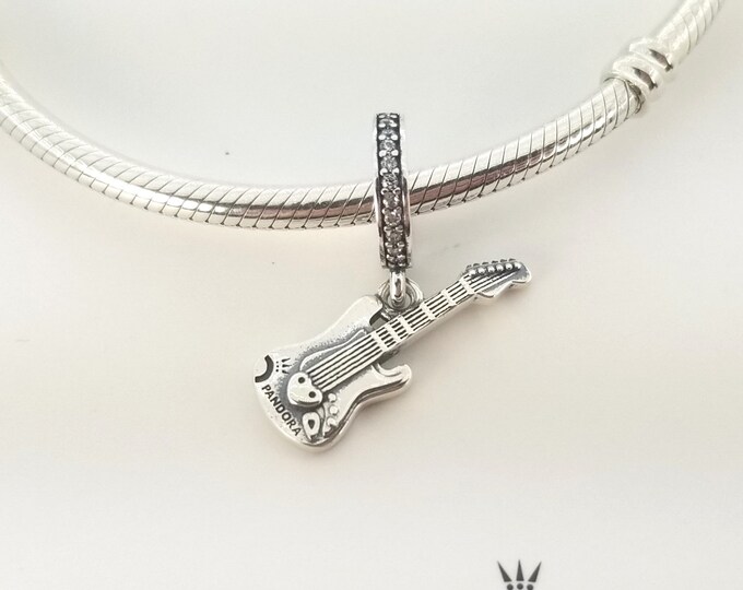 New Sterling Silver Electric Guitar Dangle Charm for Pandora Bracelet ...