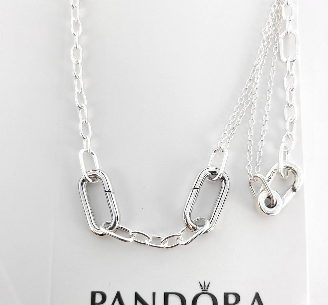 Neue Pandora Doppel-Gliederkette Silber Halskette 392303C00 - Etsy.de