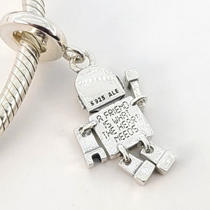 New Sterling Silver Bestie Bot Robot Dangle Charm for Pandora Bracelet ...