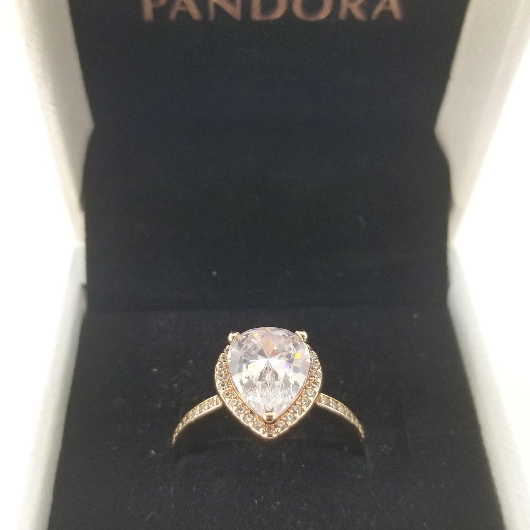 New Pandora Rose Ring Radiant Teardrop Ring 186251CZ Size - Etsy UK