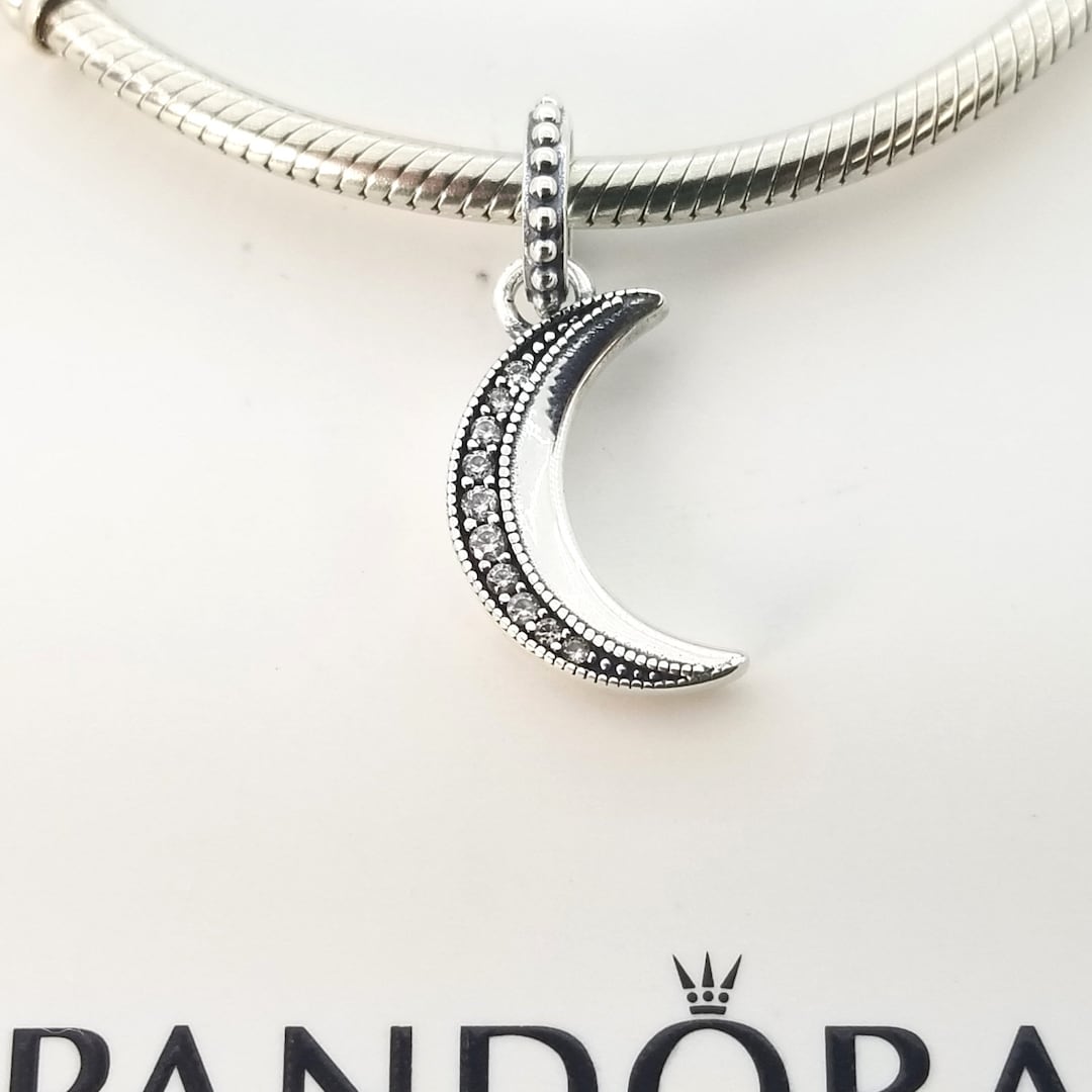 Pandora Sparkling Crescent Moon Necklace Charms 399184C01 W/box - Etsy