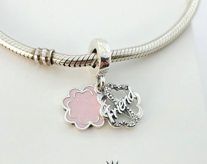 New Sterling Silver Four-leaf Clover Friendship Double Dangle Charm for ...