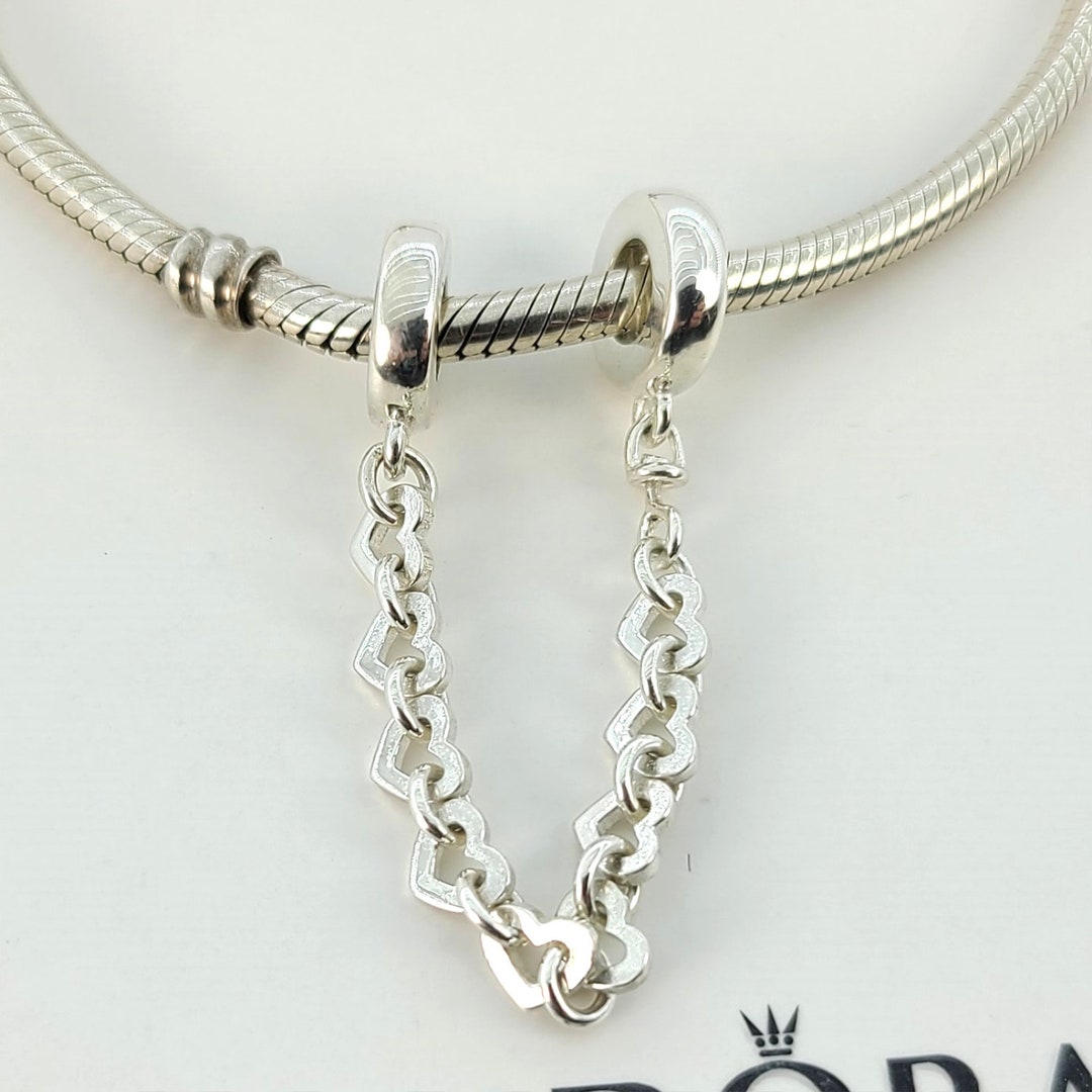 Pandora Linked Hearts Safety Chain Charms # 792274C00 W/box - Etsy