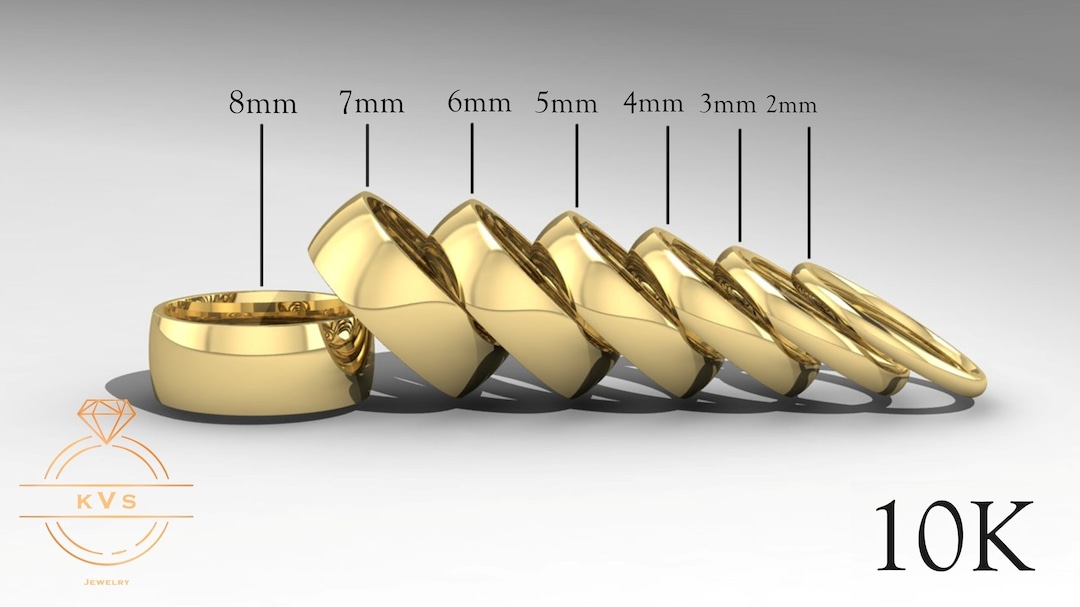 10K Yellow Gold Low Dome Wedding Band Ring - Comfort Fit - Polished ...