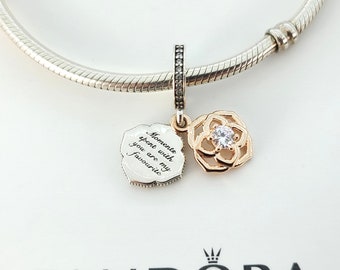 New Rose Gold Plated Pink Daisy Spacer Clip Charm for Pandora Bracelet ...