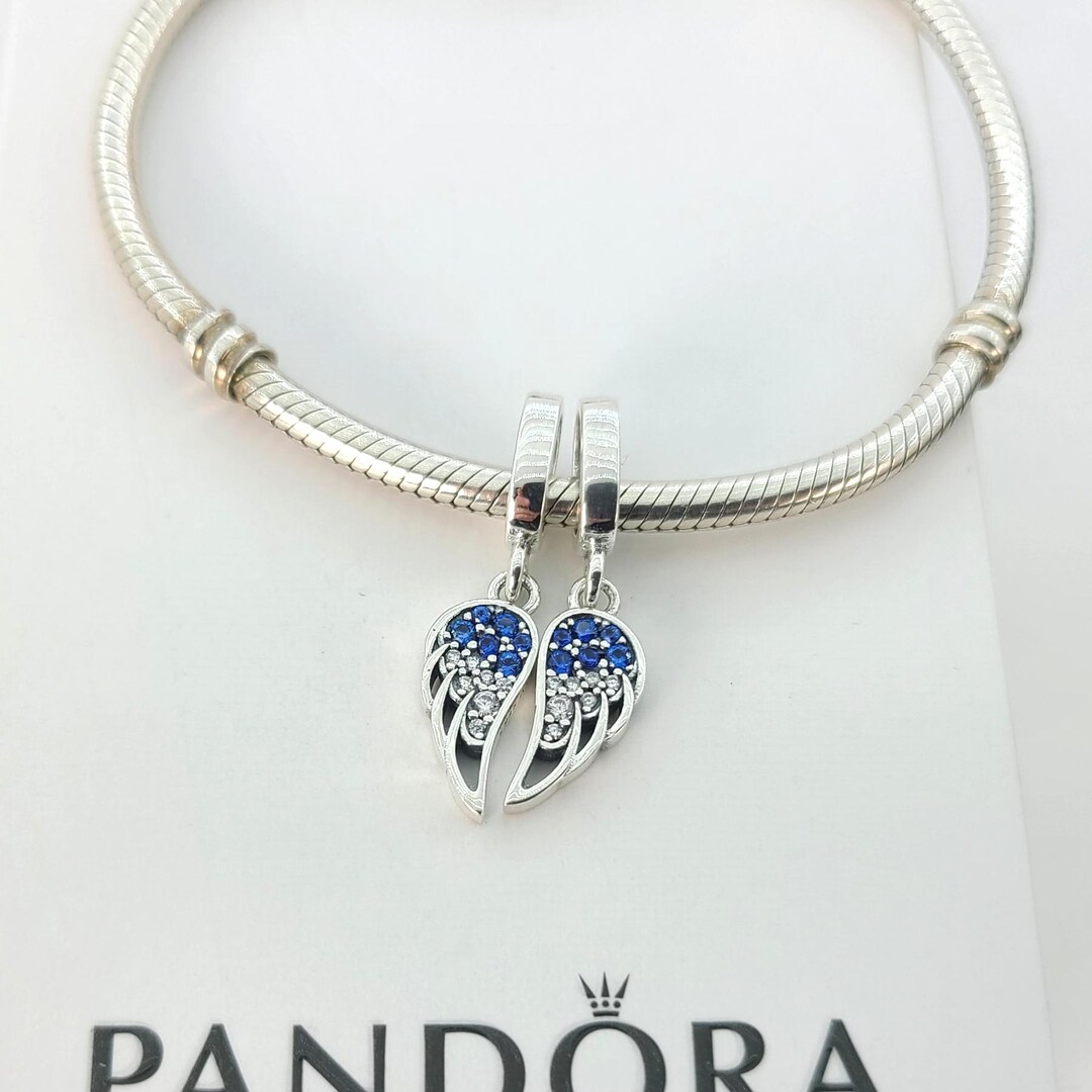 Pandora Sparkling Splitable Angel Wings Dangle Charm # 792821C01 W/box ...