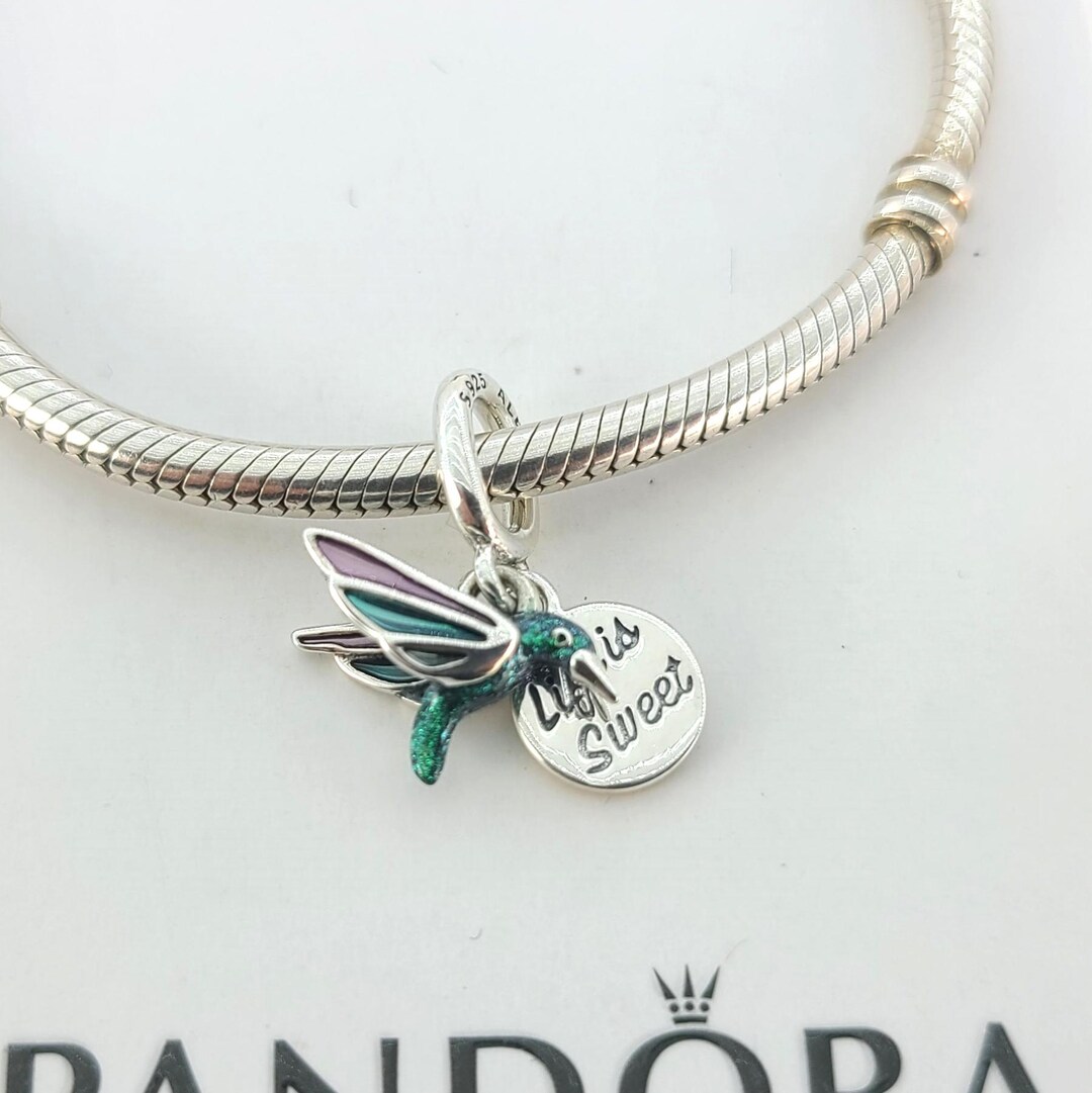 Pandora Hummingbird Double Dangle Charm # 793746C01 W/box - Etsy