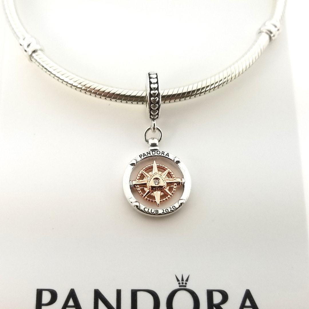 New Rose Gold Pink Club 2020 Compass Dangle Charm for Pandora Bracelet ...
