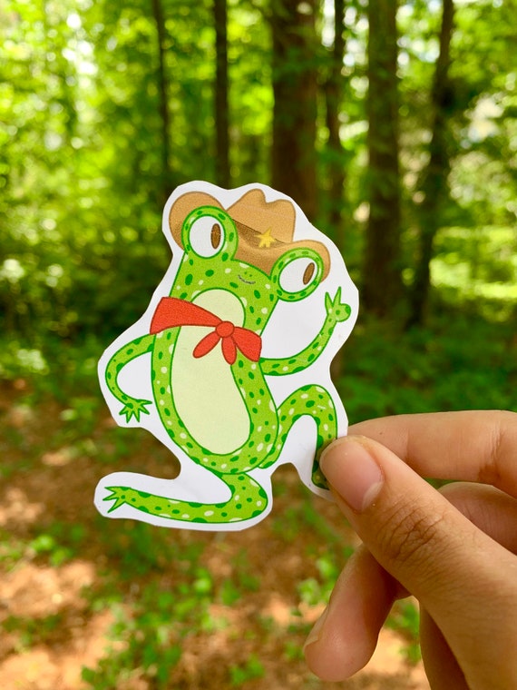 Frog Cowboy Waterproof Vinyl Sticker - Etsy